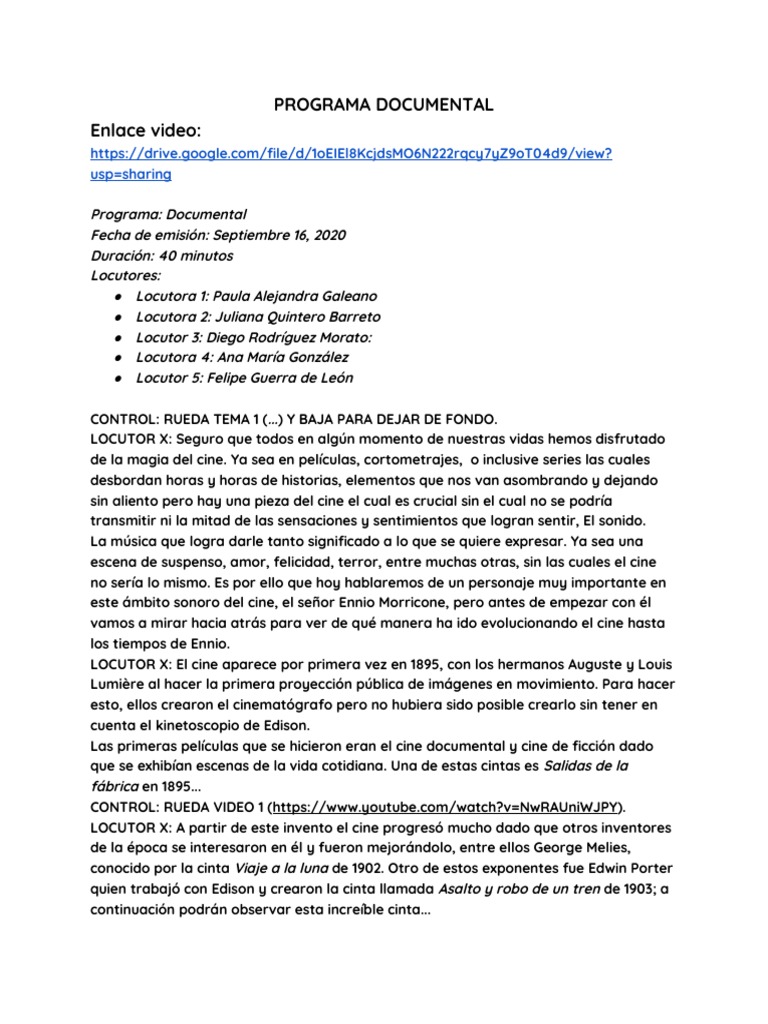 Guión Documental | PDF | premios de la Academia | Entretenimiento (general)