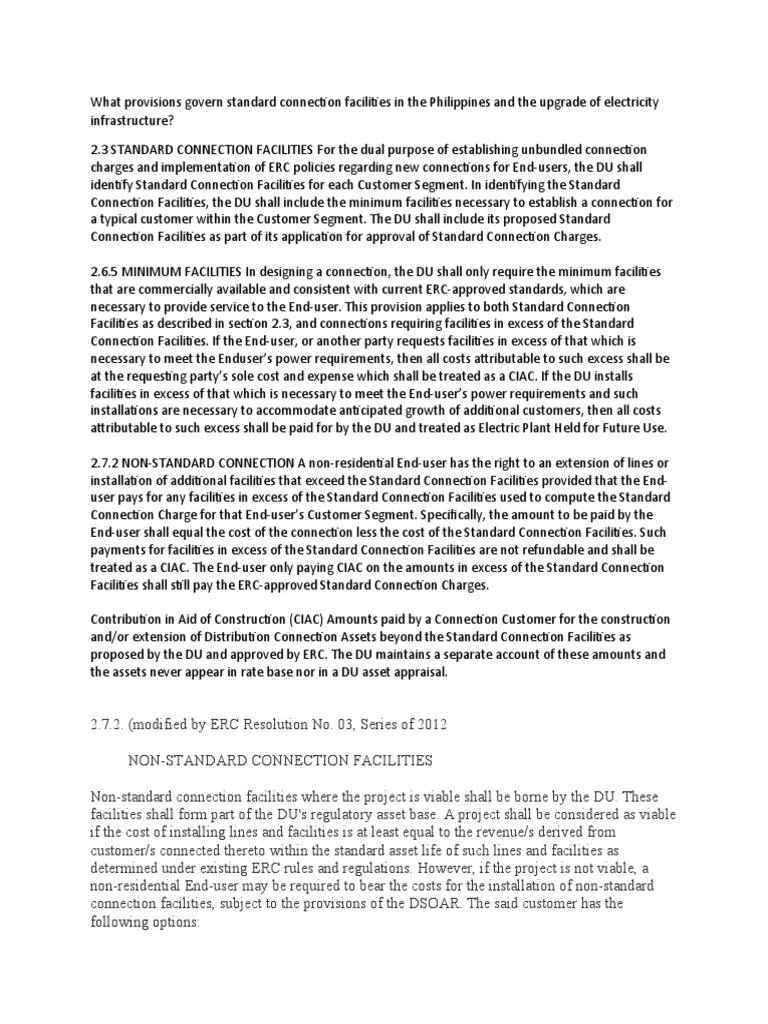 Standard Connection Facilities in the Philippines | PDF | Real Estate ...