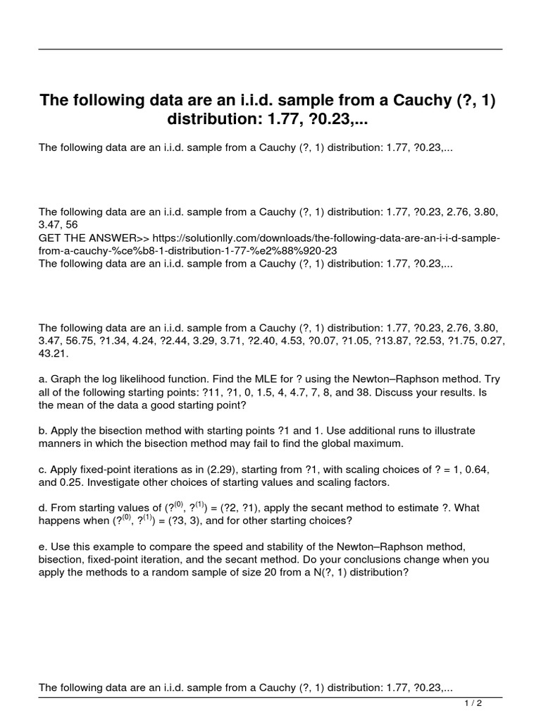 the-following-data-are-an-i-i-d-sample-from-a-cauchy-θ-1-distribution-1 ...