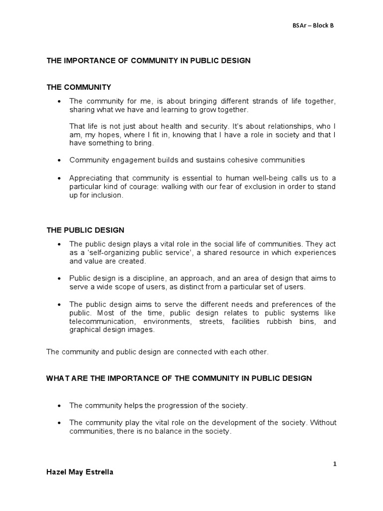 The Importance of Community in Public Design | PDF | Community | Policy