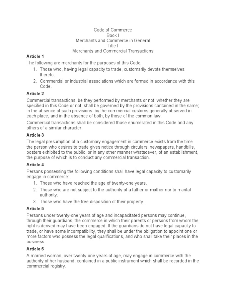 Code of Commerce PDF | PDF | Debits And Credits | Private Law