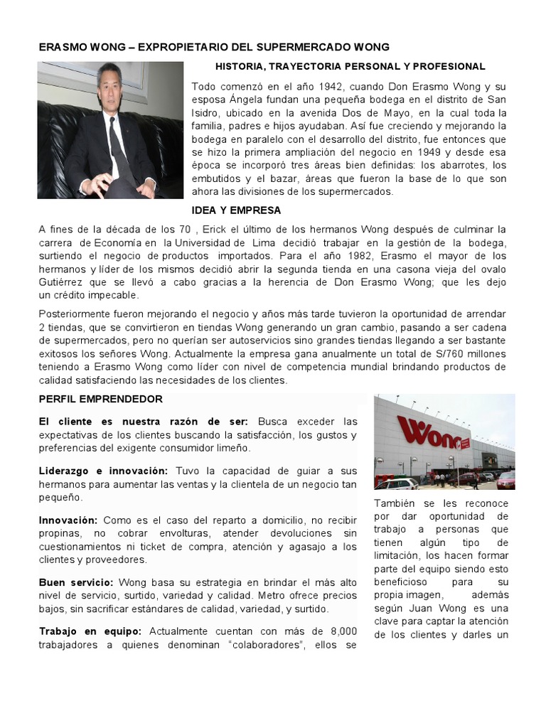 Erasmo Wong: Historia y Emprendimiento | PDF | Economias | Business