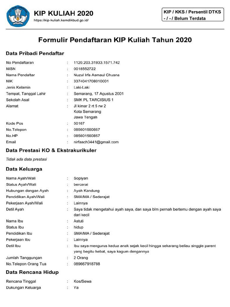 Berkas Persyaratan Kip Kuliah | PDF