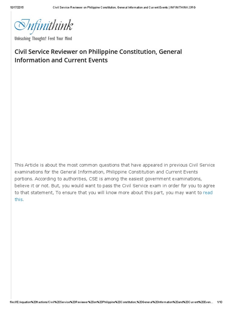 Civil Service Reviewer On Philippine Constitution, General Information ...