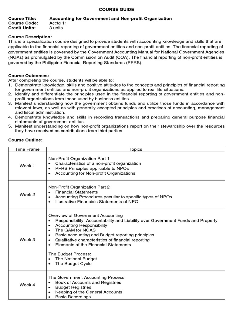 Course Guide Course Title: Accounting For Government and Non-Profit ...