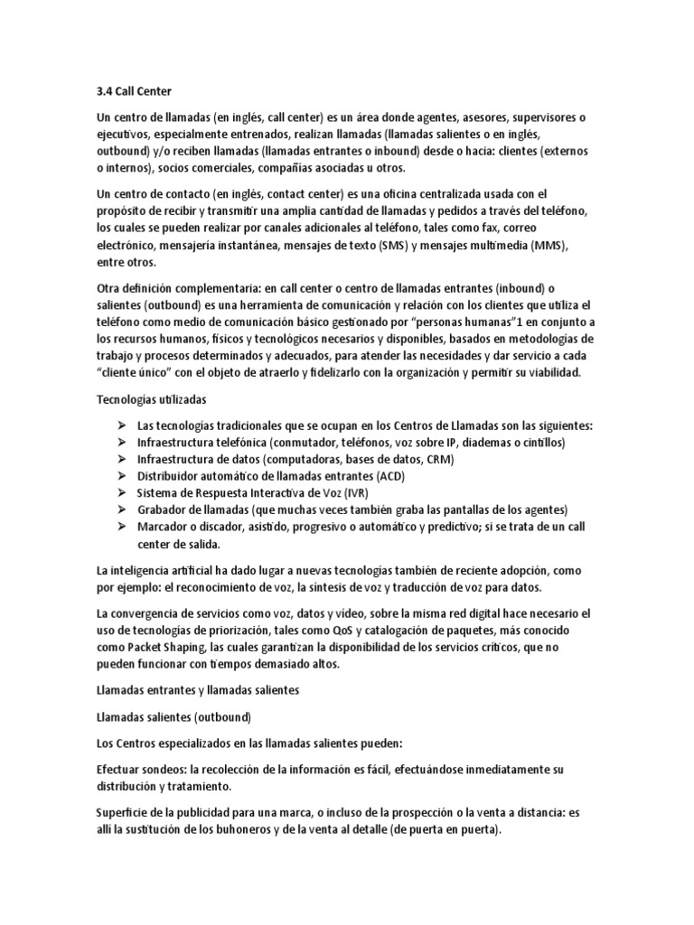 3.4 Call Center 3.5 Web Center | PDF | Informática