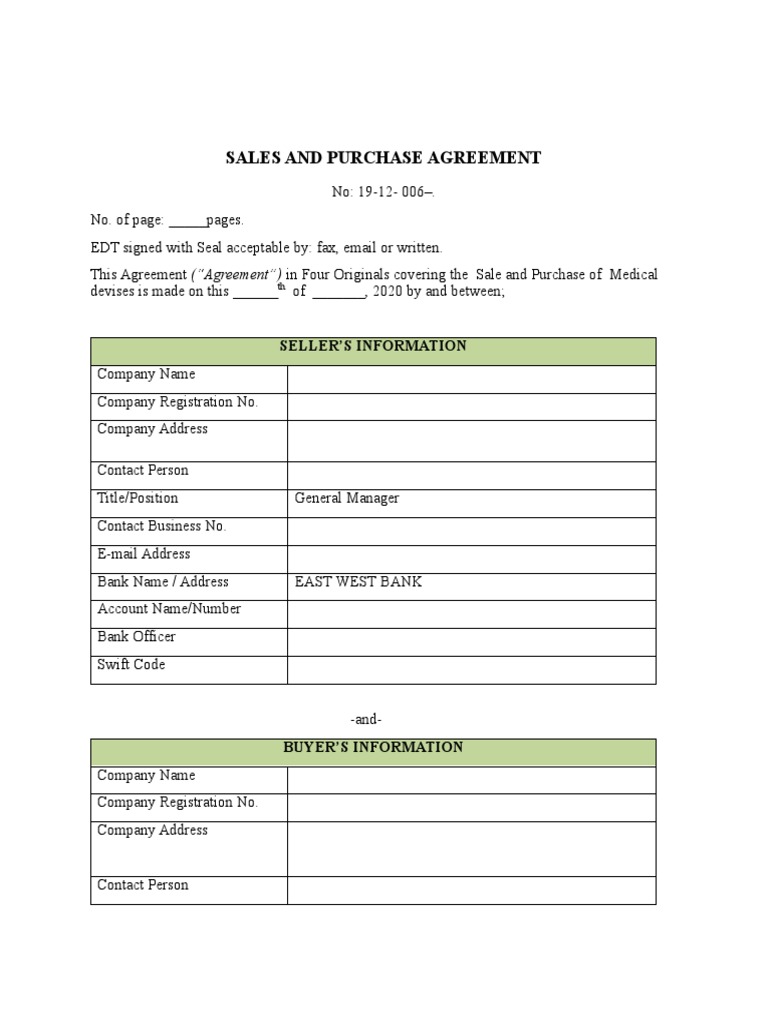 Spa Draft Medical Devices Form 1a | PDF | Pro Forma | Business Law