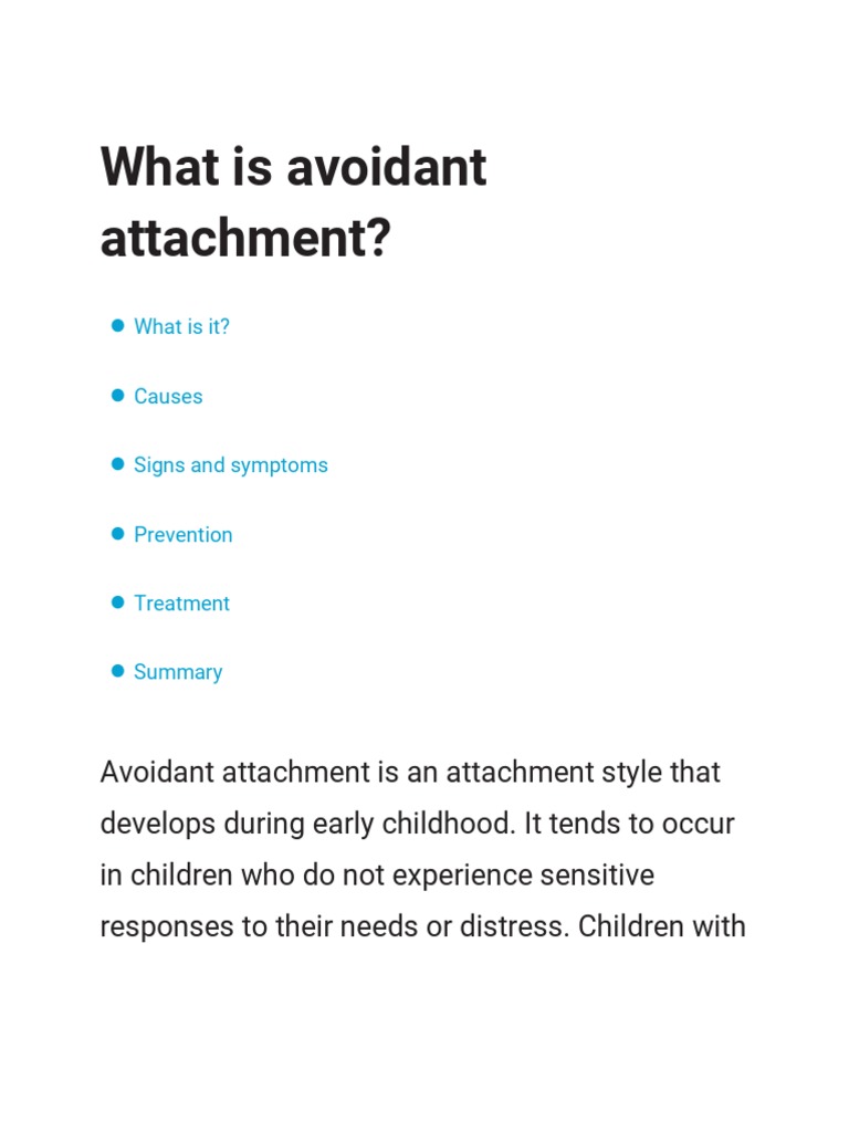 What Is Avoidant Attachment | PDF | Attachment Theory | Metaphysics Of Mind