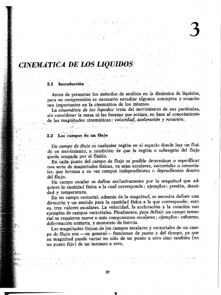 Cap. 3 Cinematica de Liquidos - Sotelo | PDF