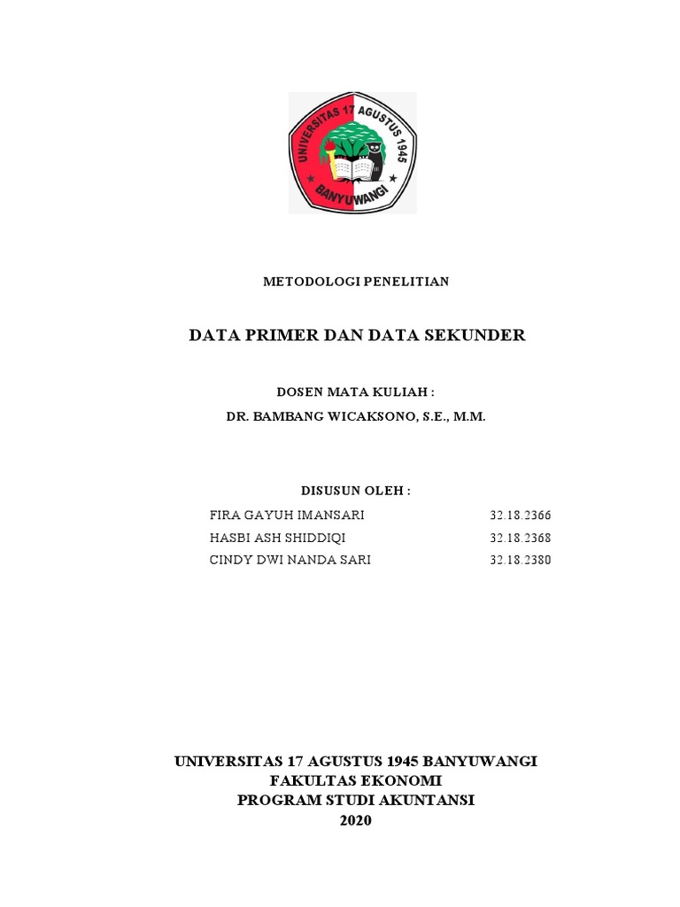 Makalah Data Primer Dan Data Sekunder Kelompok 5 | PDF