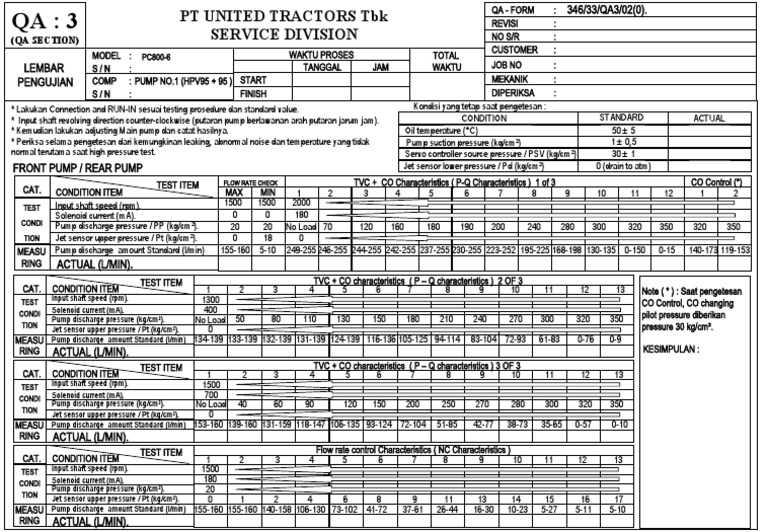 Qa3 PC800-6 Pump No.1 (HPV95 + 95) | PDF | Pump | Equipment