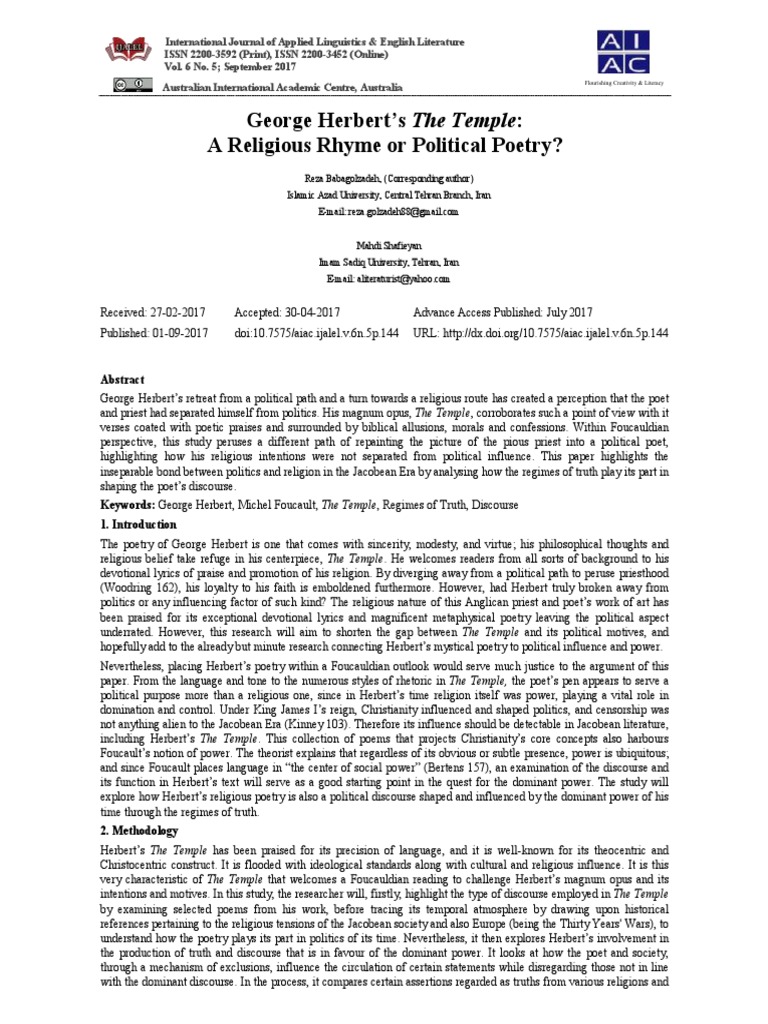 George Herberts The Temple A Religious Rhyme or P PDF | PDF ...