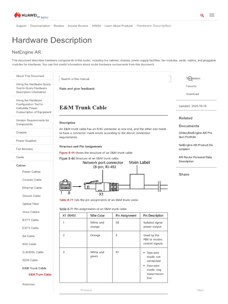 E&M Trunk Cable - NetEngine AR Hardware Description - Huawei | PDF ...