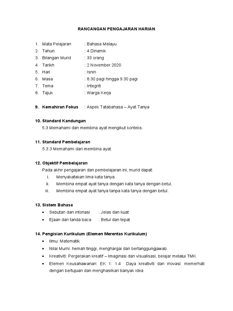 RPH M8 (1) Tatabahasa | PDF