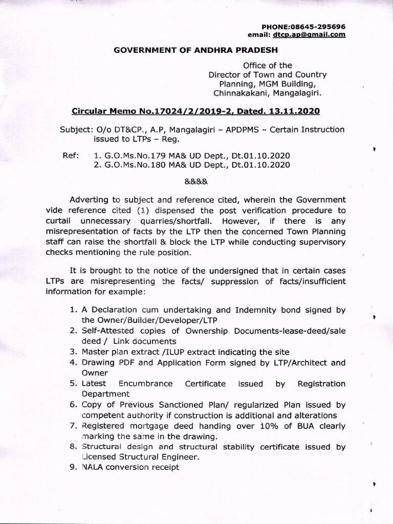 APDPMS - Certain Instructions Issued To LTPs | PDF