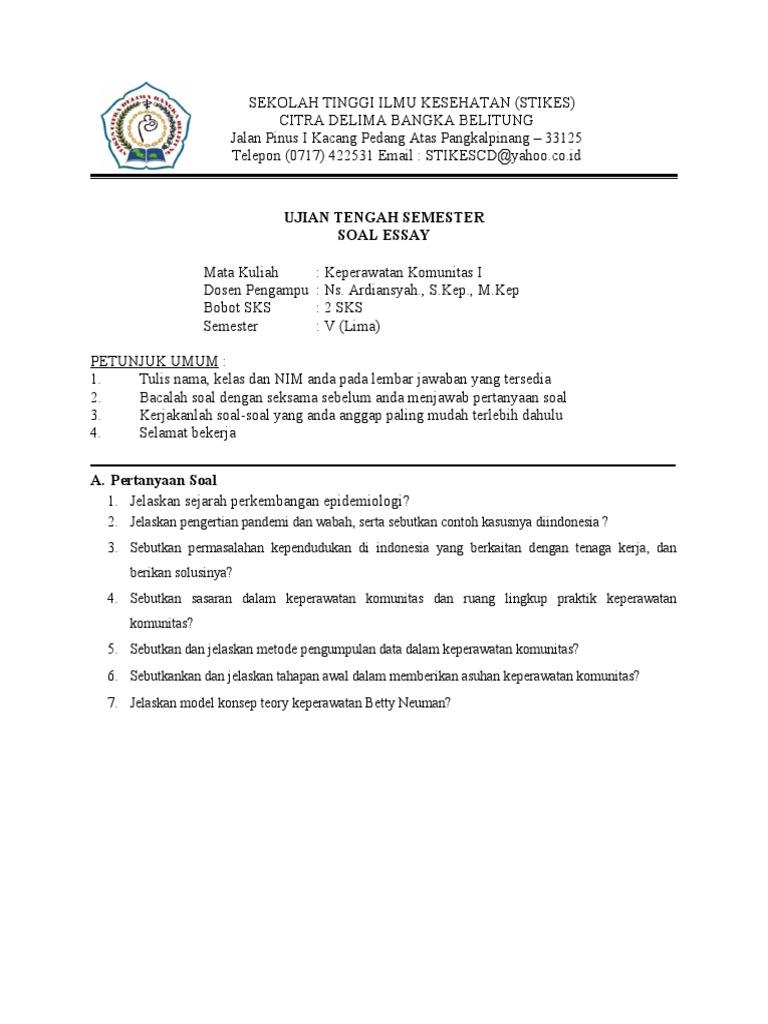Soal Essay Uts | PDF