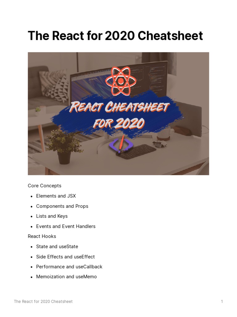 The React For 2020 Cheatsheet | PDF | Computer Programming | Software ...