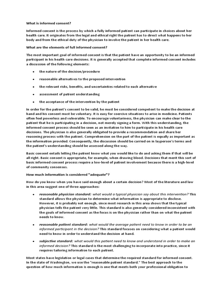 A Guide to Informed Consent: Elements, Standards, and Ensuring Patient ...
