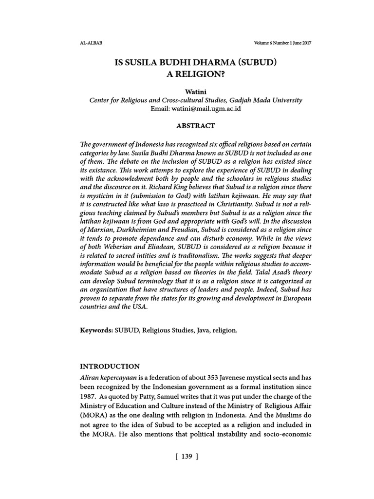 Is Susila Budhi Dharma Subud A Religion PDF | PDF | Religious Studies ...