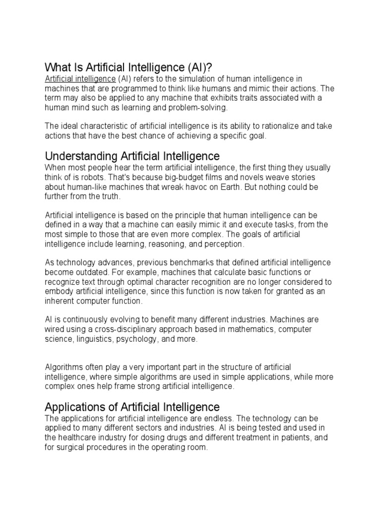 Understanding Artificial Intelligence (AI) | PDF | Artificial ...