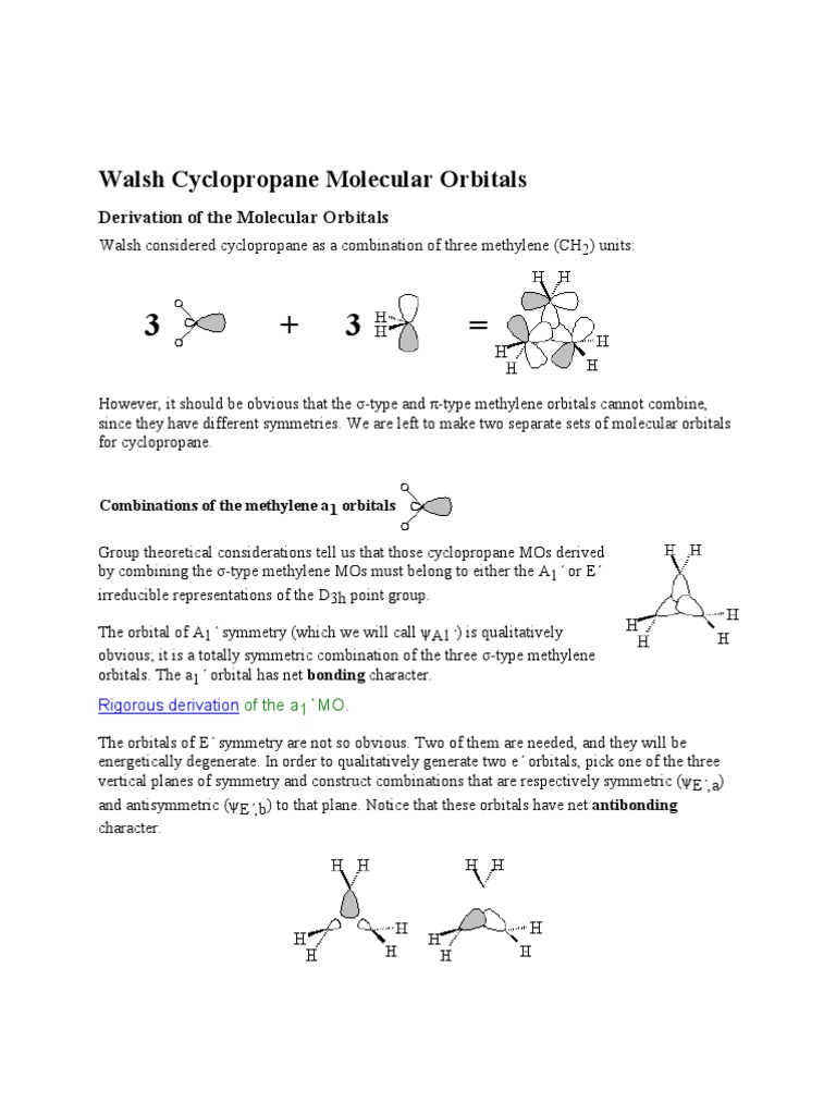 Walsh Cyclopropane Molecular Orbitals | PDF | Molecular Orbital ...