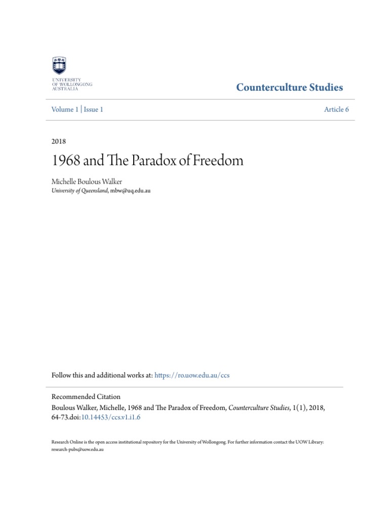 1968 and The Paradox of Freedom PDF | Download Free PDF | Free Will ...