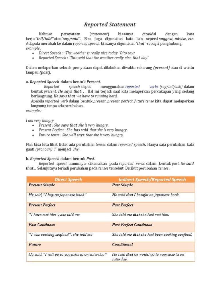Reported Statement (Materi) | PDF