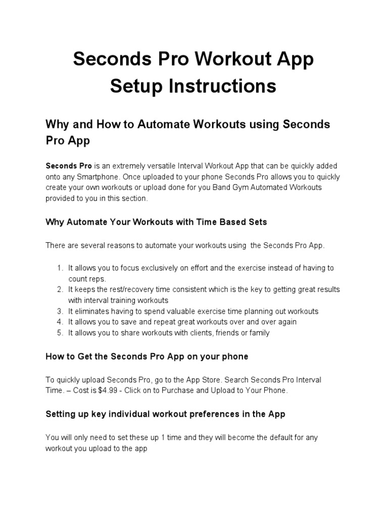 Seconds Pro Workout App Setup Instructions | PDF | I Phone | Mobile ...