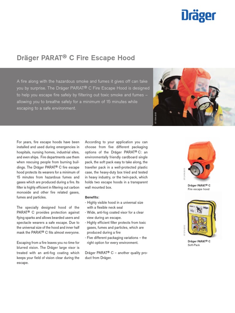 Dräger PARAT® C Fire Escape Hood | PDF | Fires | Smoke