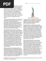Steven Rodriguez: The Statue of Liberty - Nonfiction Reading Test 5 | PDF