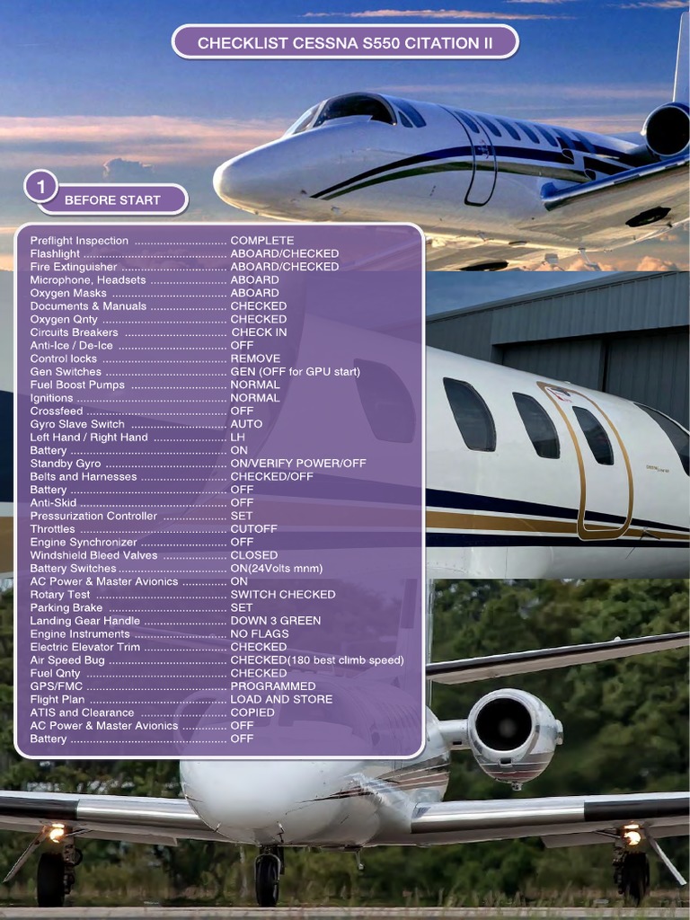 Cessna Citation S550 II CHECKLIST V1 | PDF
