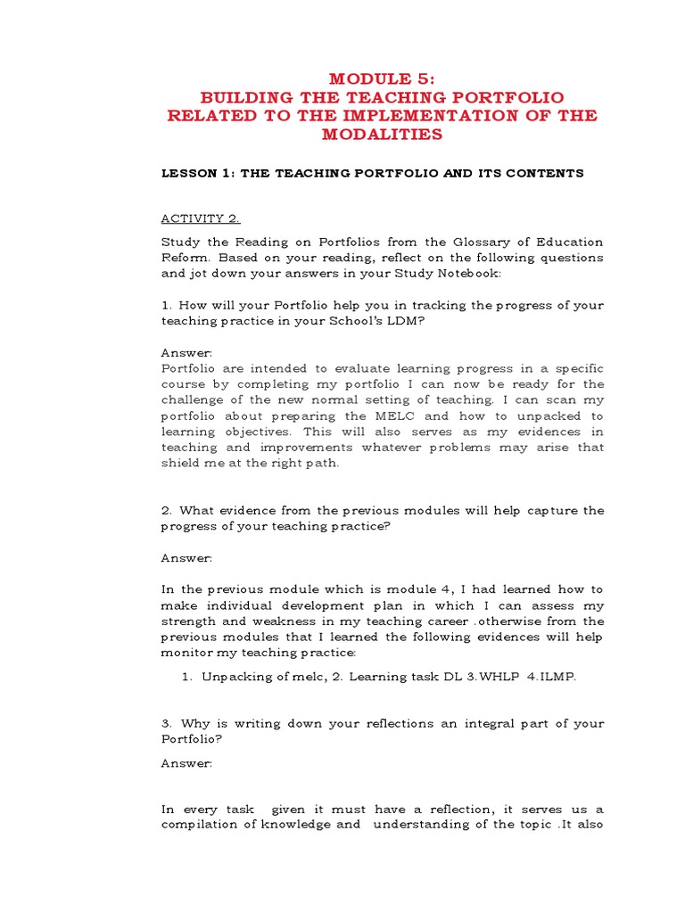 Module 5 - Activity Sheet | Download Free PDF | Rubric (Academic ...