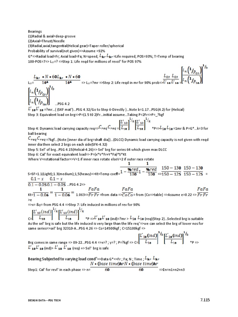 Bearing Subjected To Varying Load Cond: Design Data - PSG Tech ...