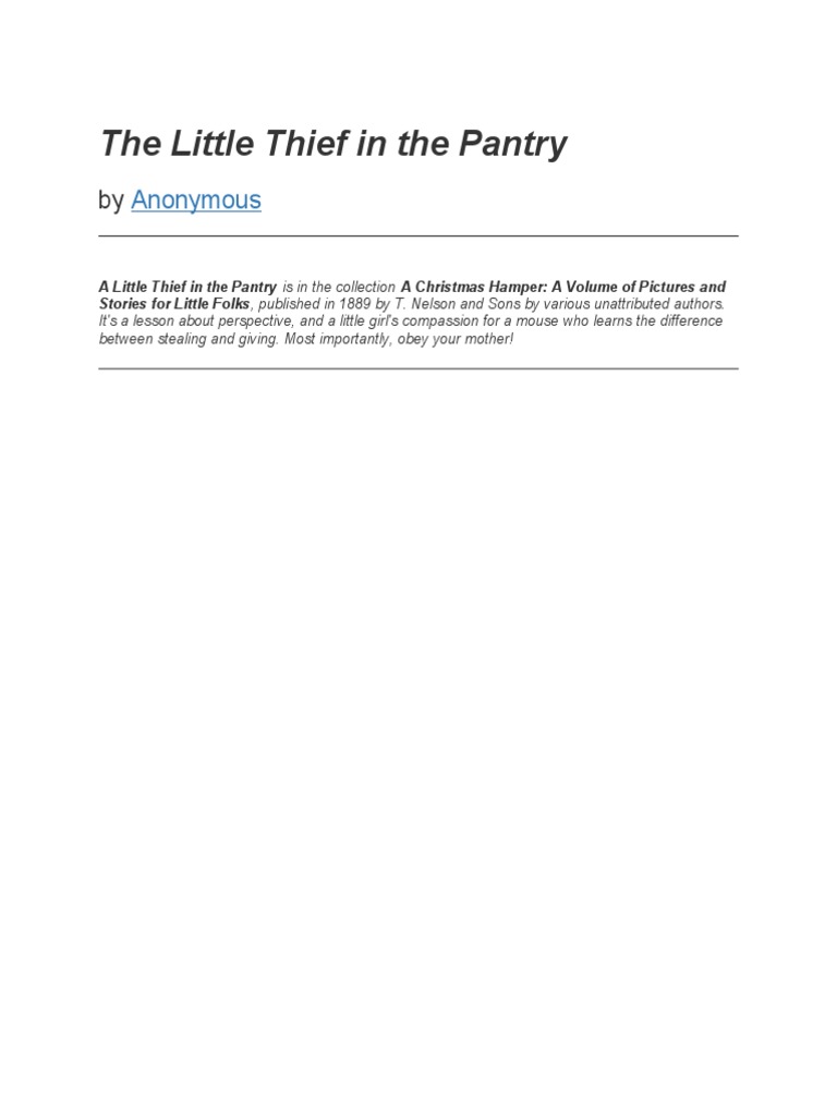 The Little Thief in The Pantry | PDF
