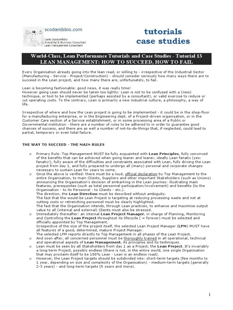 Lean Management: How To Succeed, How To Fail | PDF | Lean Manufacturing ...
