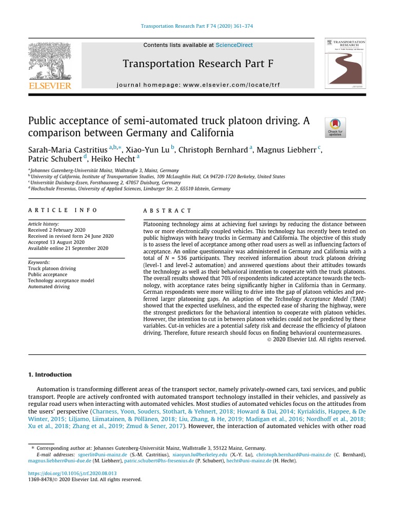 Transportation Research Part F | PDF | Logistic Regression | Regression ...