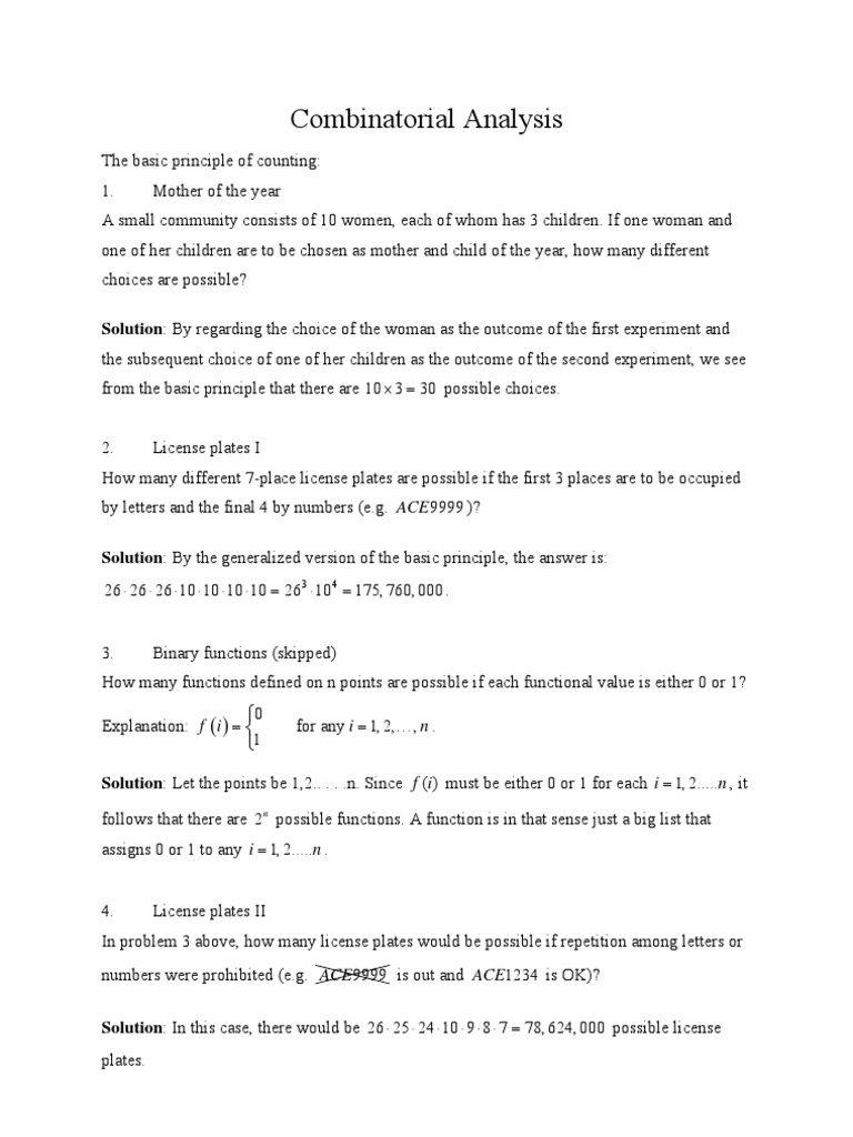 Combinatorial Problems Explained | PDF | Probability | Dice