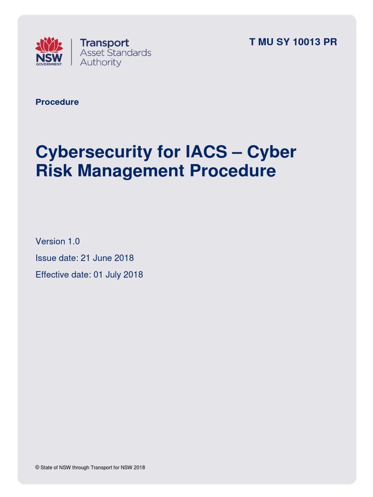 Cybersecurity For IACS - Cyber Risk Management Procedure | PDF | Computer Security | Security