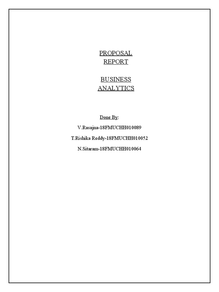 Business Analytics-Proposal Report | PDF | Banks | Reserve Bank Of India