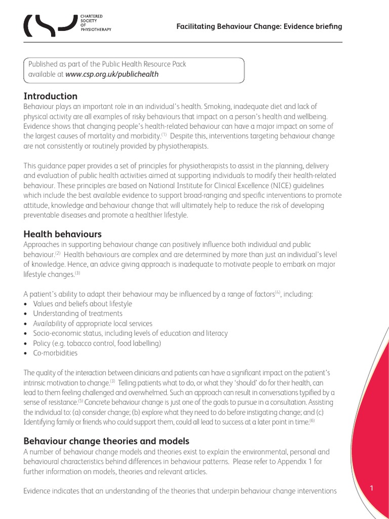Facilitating Behaviour Change: Evidence Briefing | PDF | Behavior ...