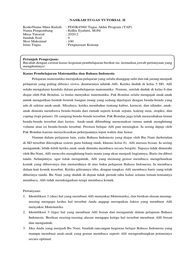 Naskah Tugas Tutorial 2 Tap | PDF