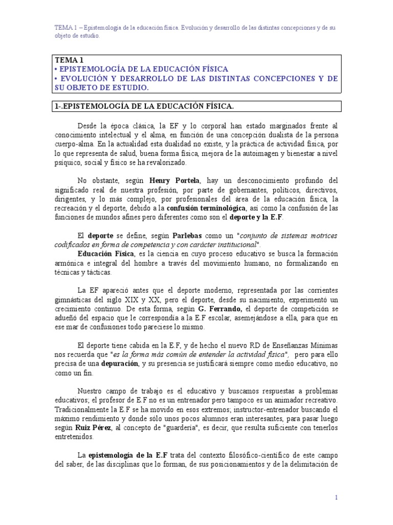 Tema 01 Def Epistemolog - A de La Educaci - N F - Sica | PDF | Antigua Grecia | Plan de estudios
