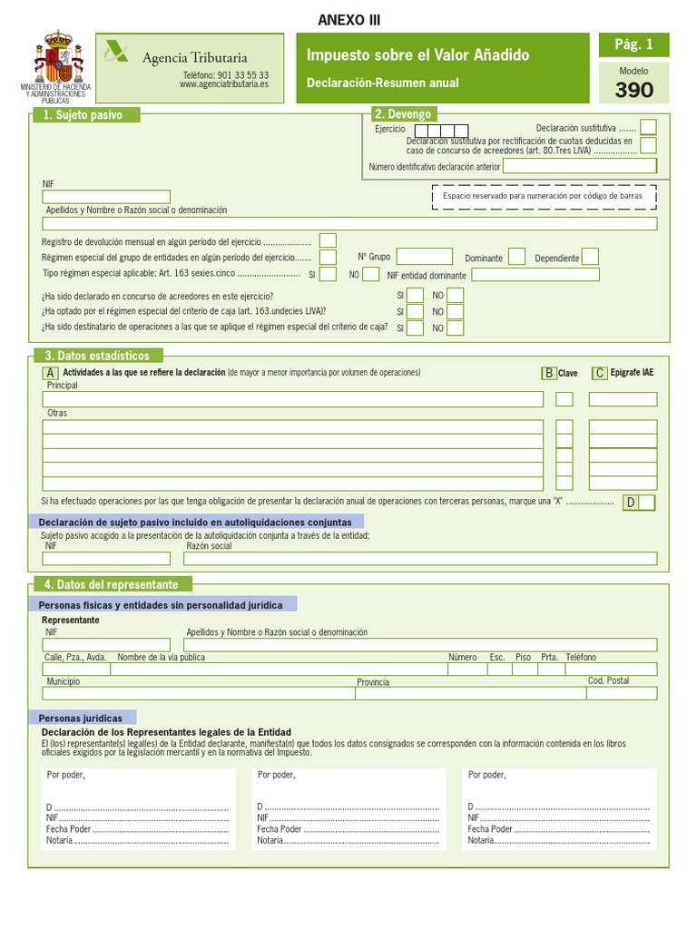 Anexo III - Modelo 390 | PDF | Devengo | Impuestos