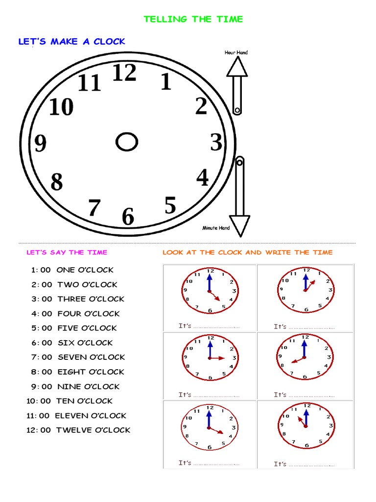 Learn to Tell Time: Clock Activities | PDF