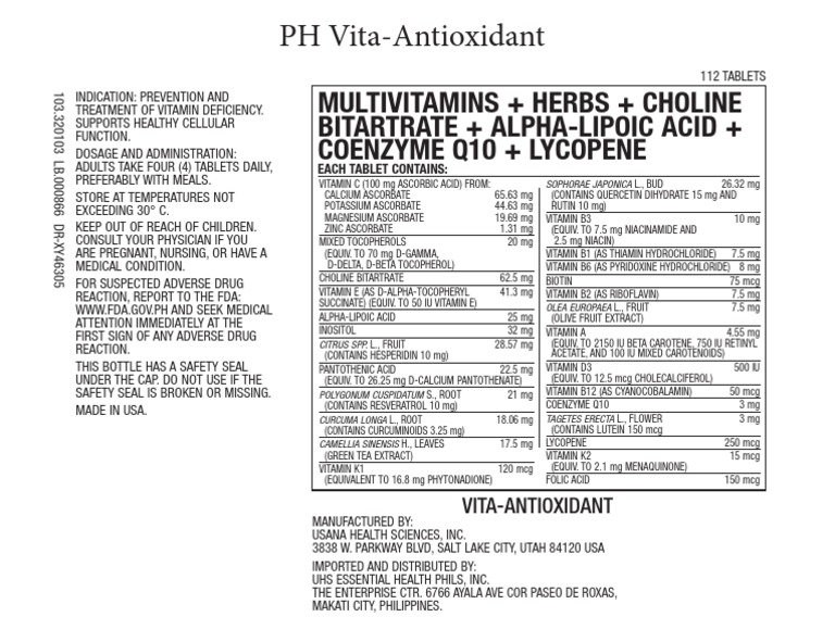 Cellsentials Vita Antioxidants | PDF | Vitamin | Vitamin C