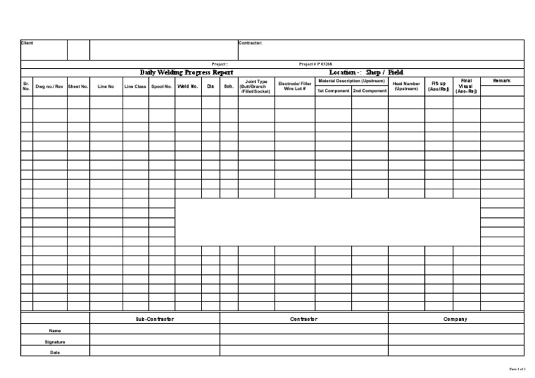 Daily Welding Progress Report | PDF