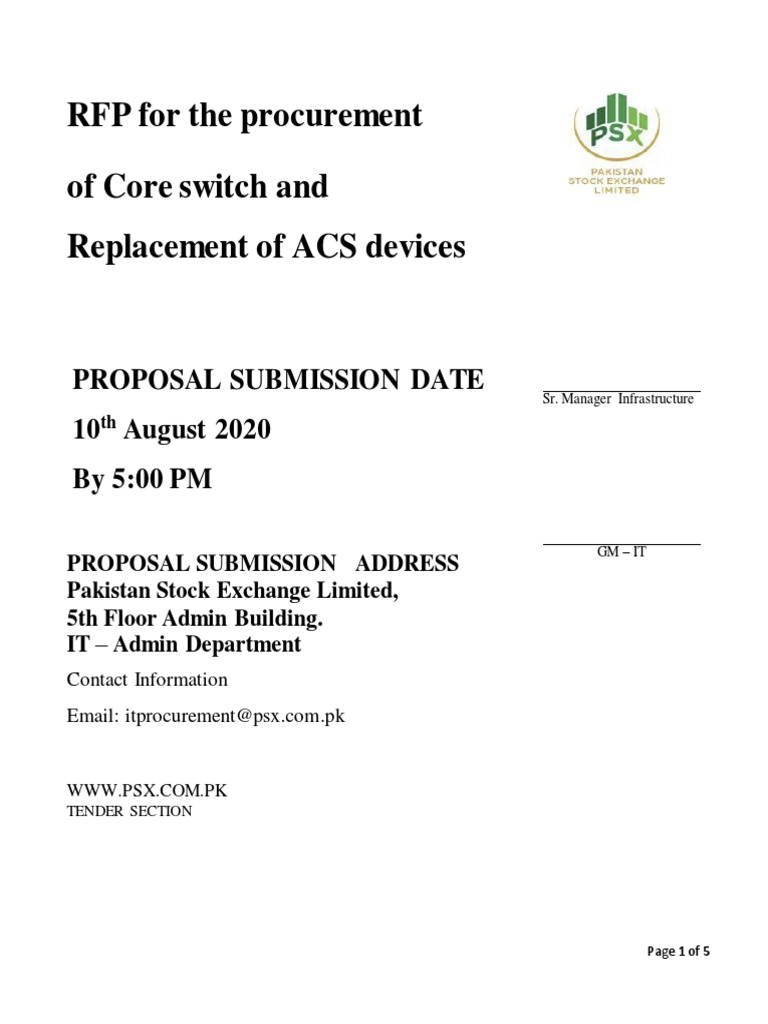 RFP For The Procurement of Core Switch and Replacement of ACS Devices ...