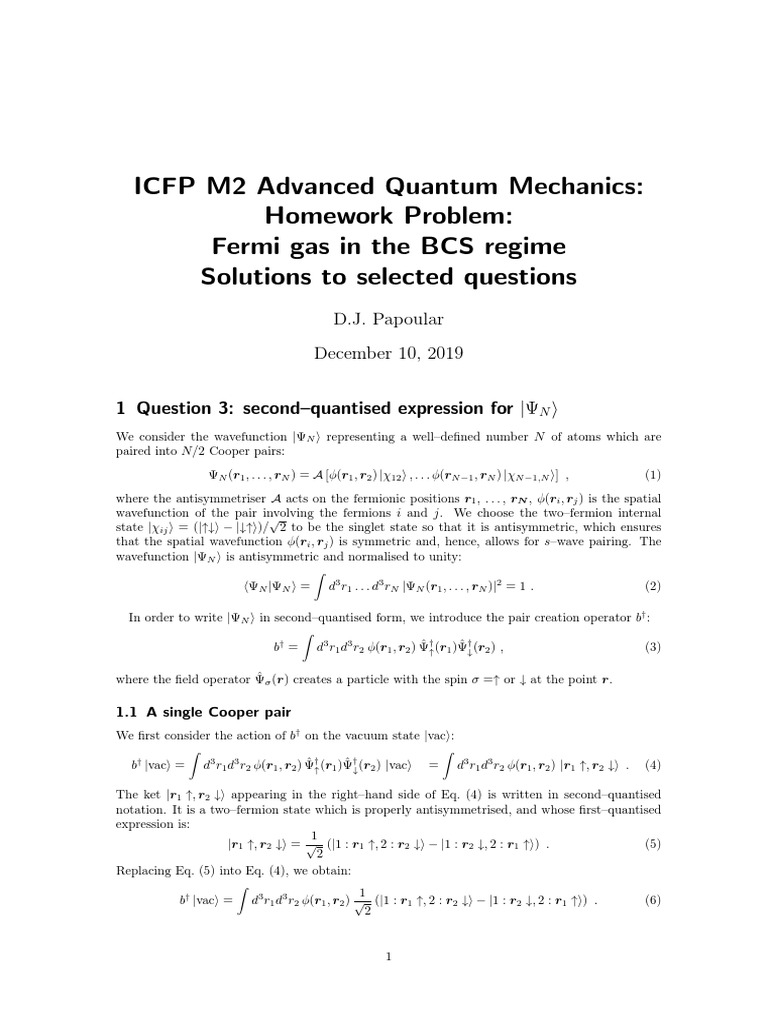 HW BCS Solution | PDF | Wave Function | Hamiltonian (Quantum Mechanics)