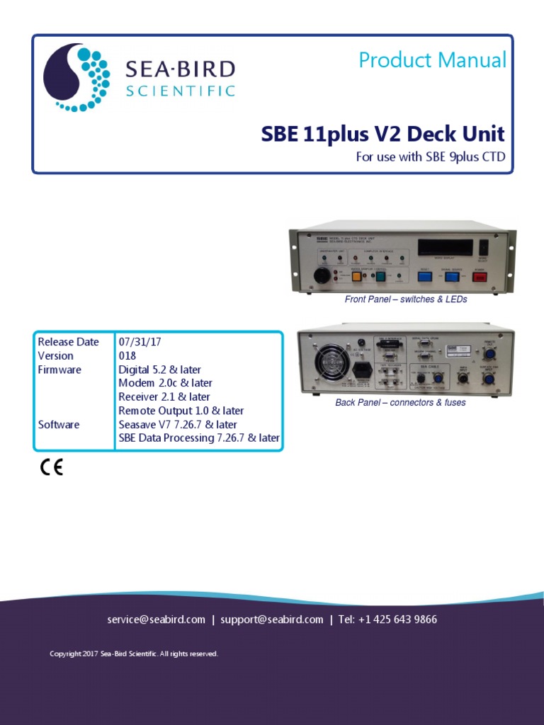 SBE 11plus V2 Deck Unit: Product Manual | PDF | Modem | Electrical Connector