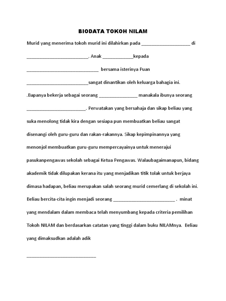 Biodata Tokoh Nilam | PDF
